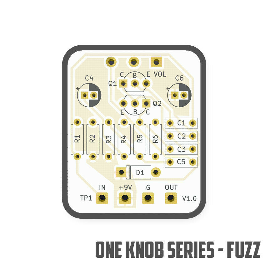 One Knob Fuzz Guitar PCB - Fuzz 5 Variant board! QTY: 5 - Five Cats Pedals