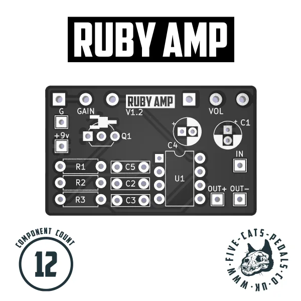 Ruby Amp PCB - Build your own guitar Amplifier - Five Cats Pedals